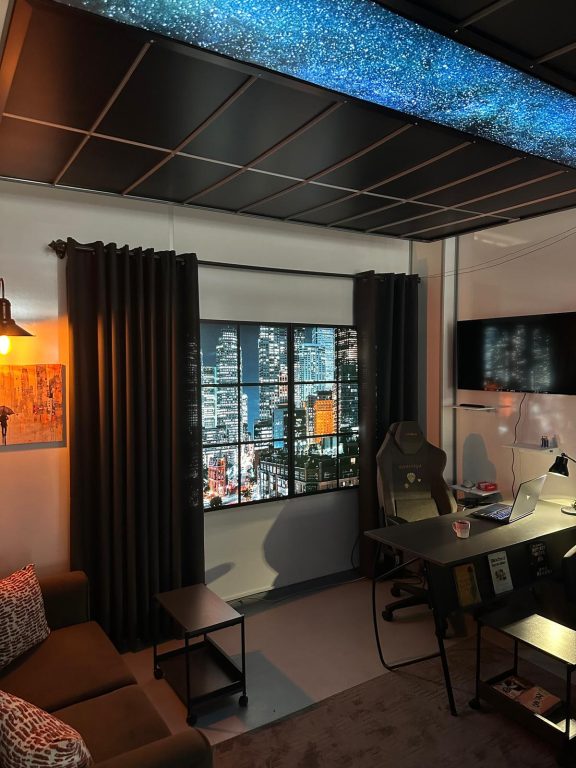 LED Fake window, Edgewin 6751 black 12 grilles - Prosky Panels®